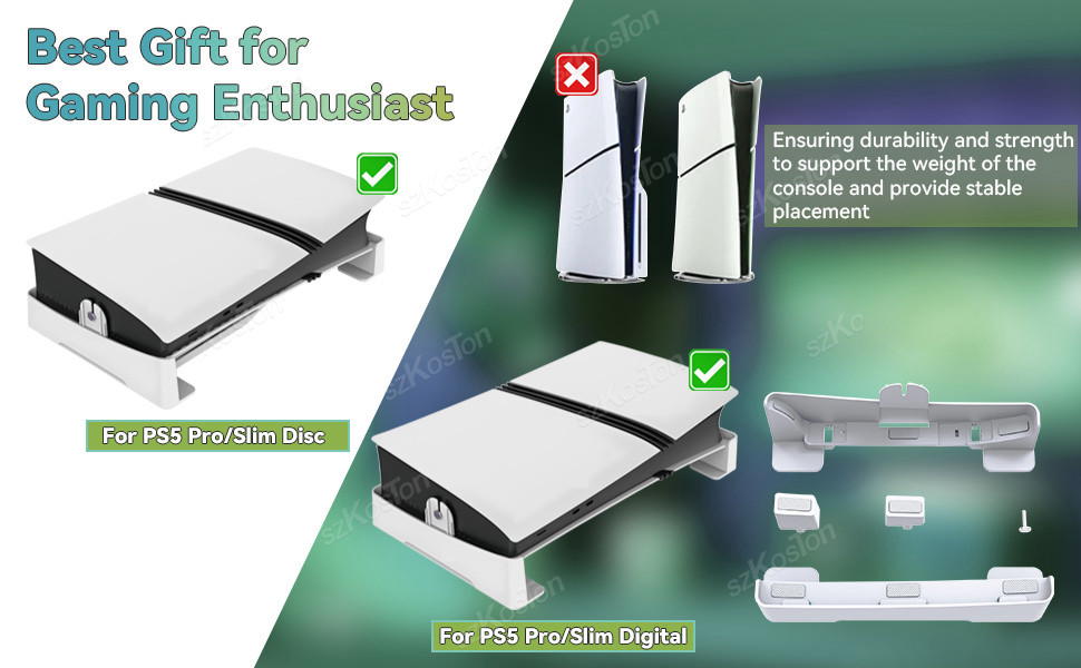 for PS5 Pro Horizontal Stand with Anti-Slip Cooling Base, Space-Saving ...
