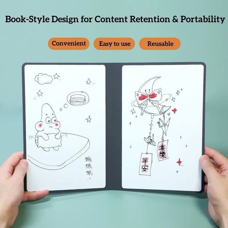 Erasable Whiteboard Notebook wtih Pen Reusable Writing Pad Foldable ...