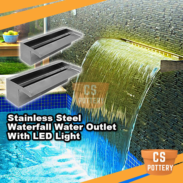Alur Limpah Air Terjun Dengan LED Stainless Steel Waterfall Water ...