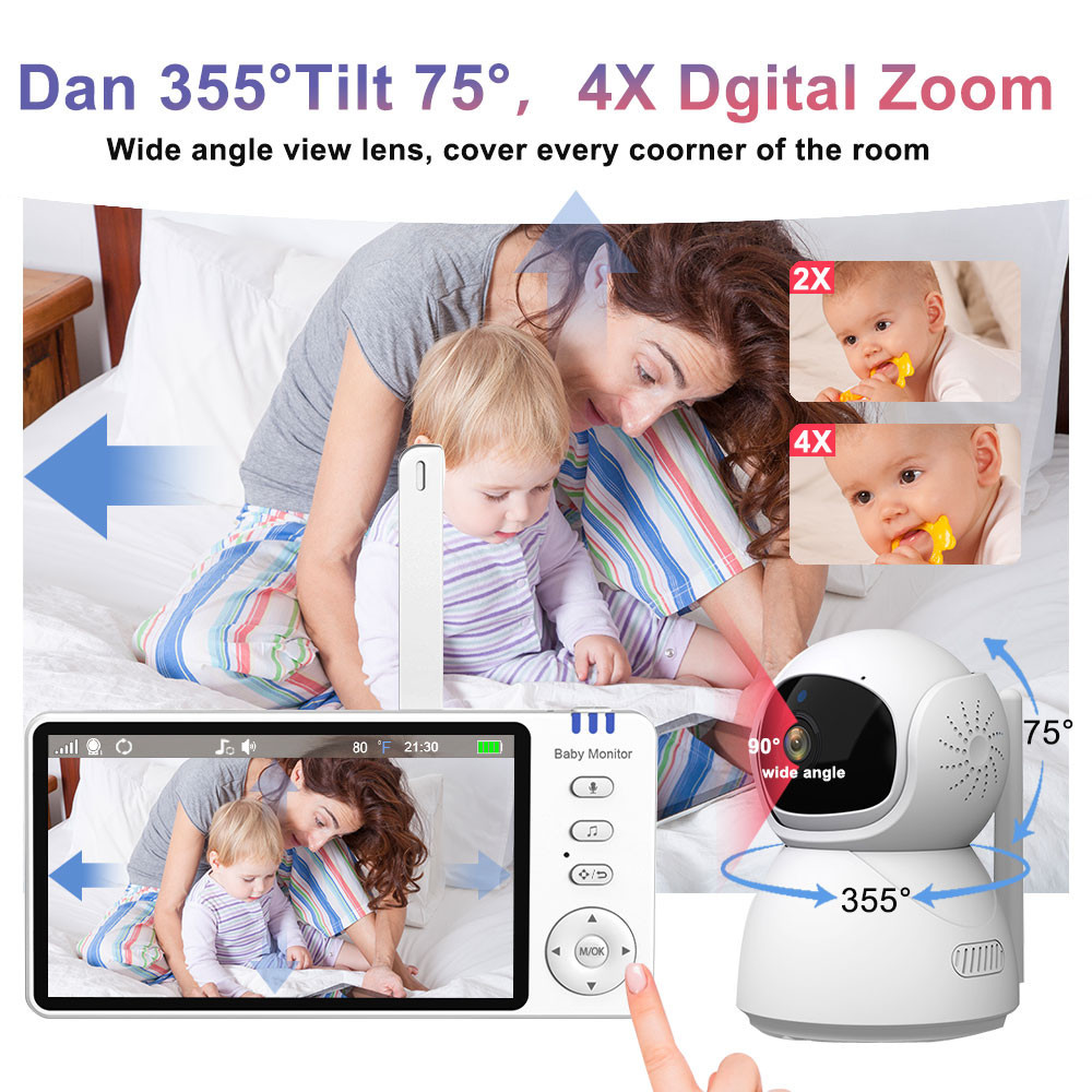 5 Inch IPS Screen Baby Monitor With Camera 3500mAh Battery Electronic ...