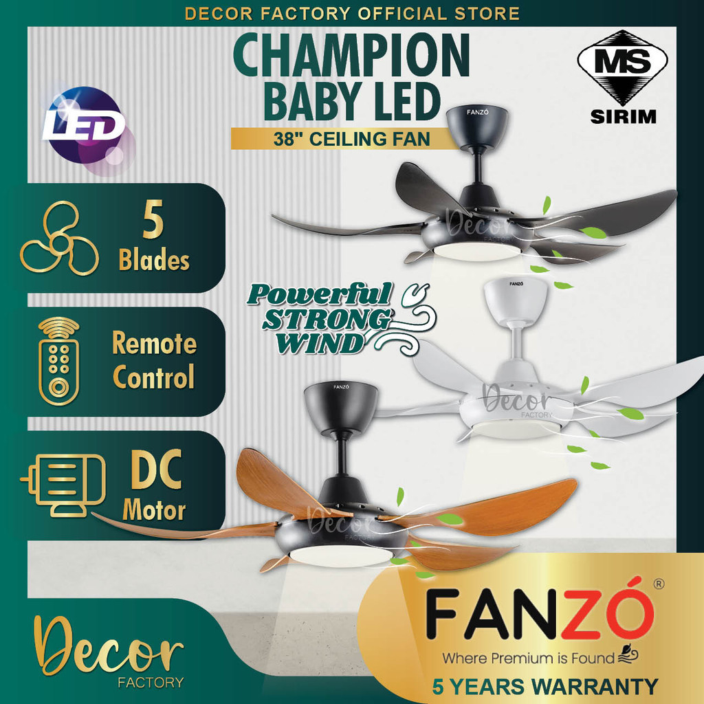 FANZÓ Fan FANZO CHAMPION Baby LED Fan [NEW2024] 38" 5 Blades 7 Speed DC ...