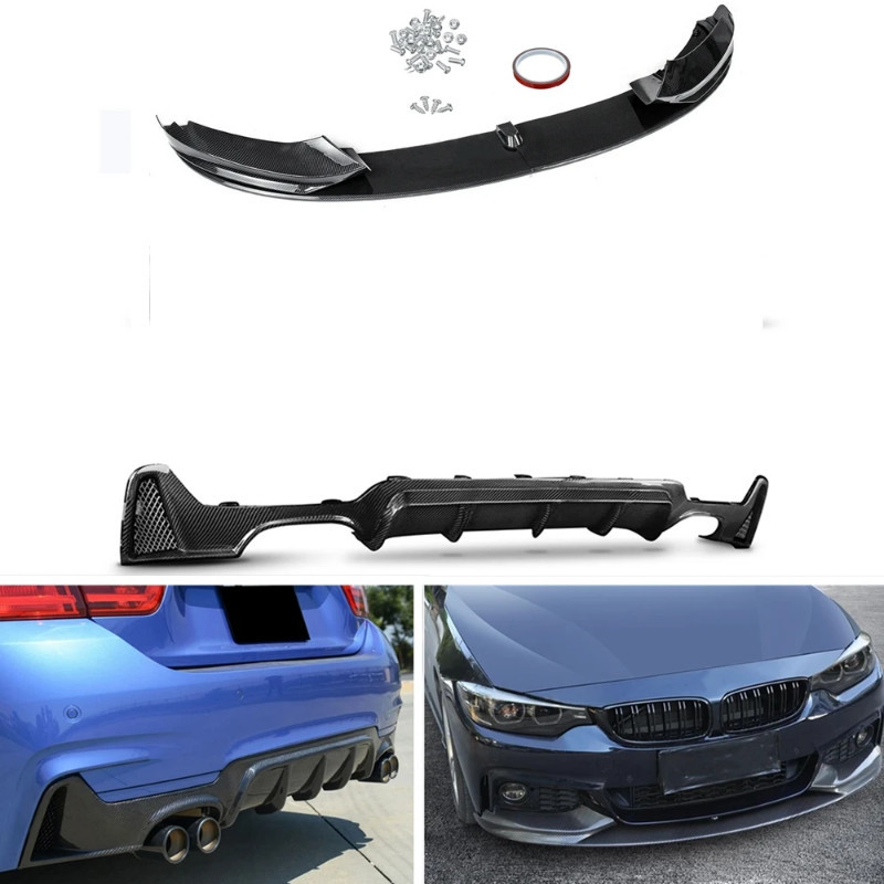Front Bumper Spoiler Lip Blade & Rear Diffuser Bilateral Exhaust Double ...