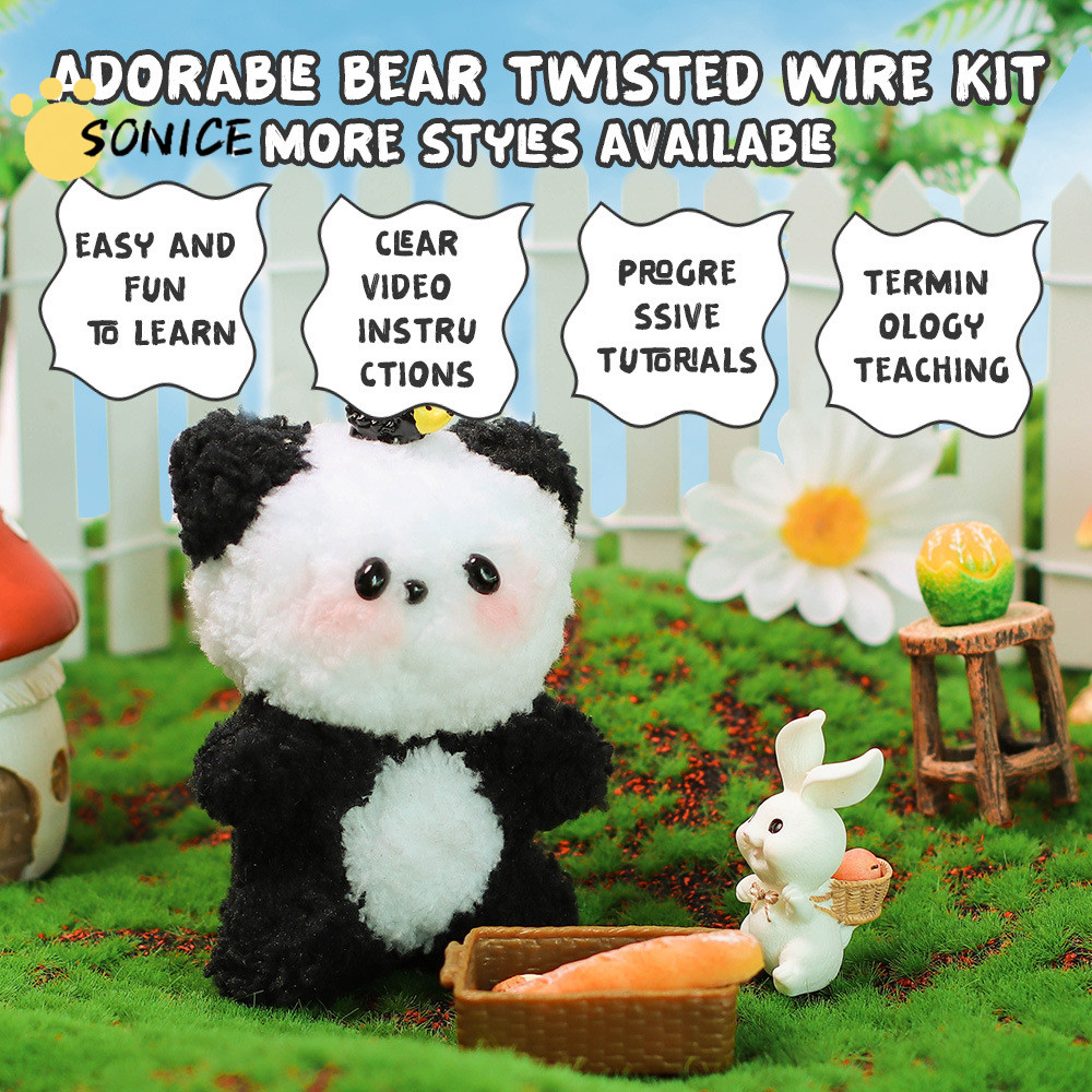 Plush Panda Pipe Cleaner Craft Kit DIY Handmade Twist Sticks for Kids ...
