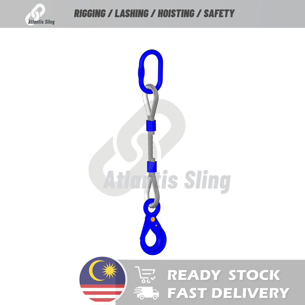 WLL 8TONNE SINGLE LEGGED WIRE ROPE SLING WITH MASTERLINK AND HOOK ...