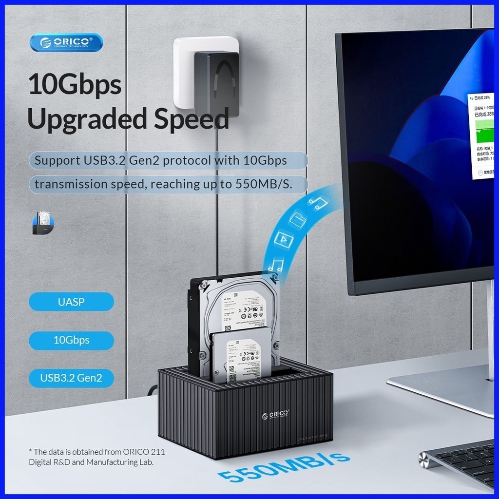 ORICO Container Series HDD Enclosure 2.5 3.5 Inch Dual Disk Type-C ...