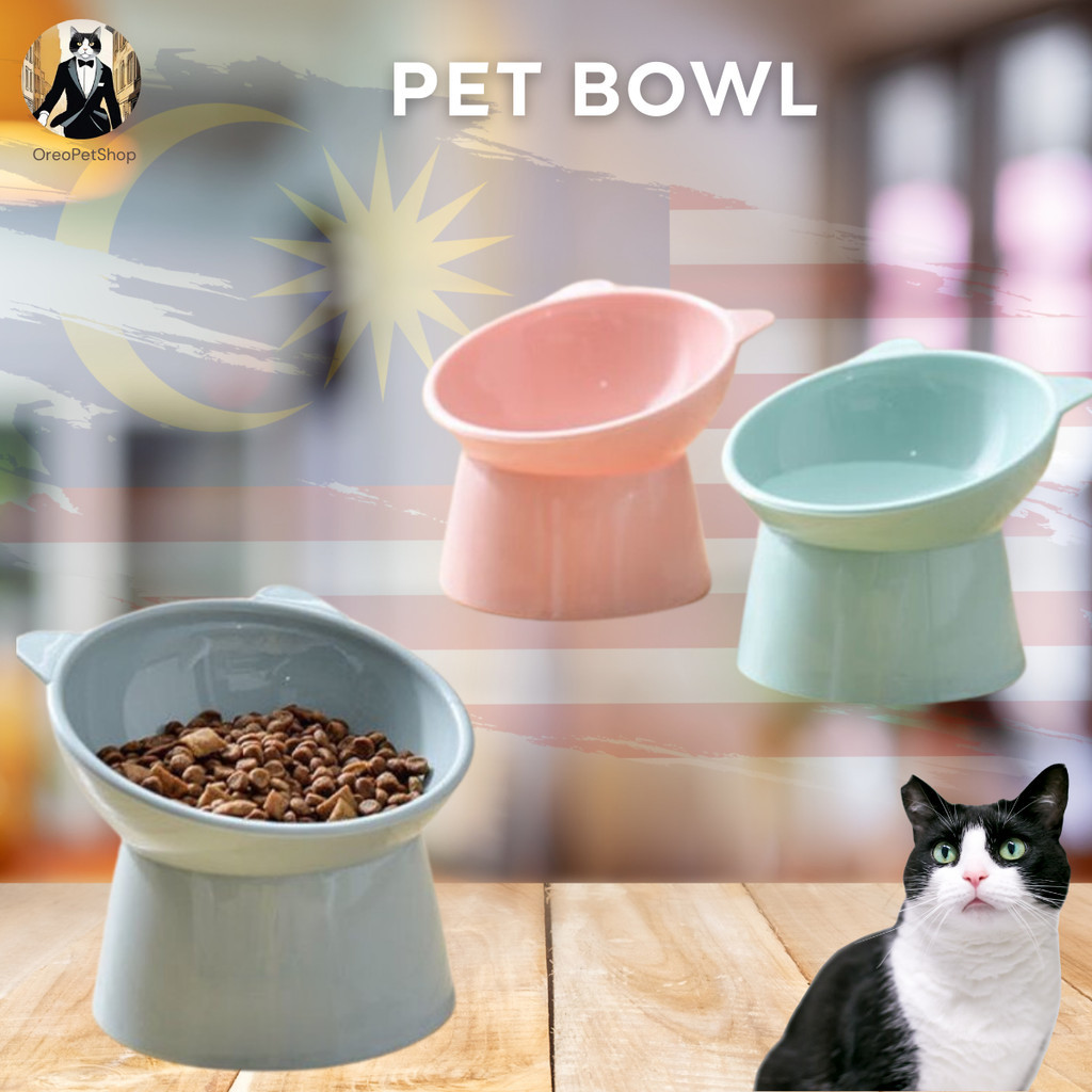 Muji Plastic Cat Bowl Anti Slip Pink Blue Green Mangkuk Kucing Comel ...