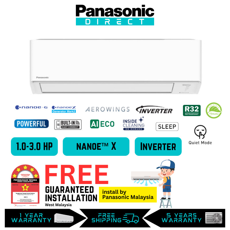 Panasonic R32 Aircond RAC Smart (LU) INV WM 1.0/1.5/2.0/2.5HP | Shopee ...