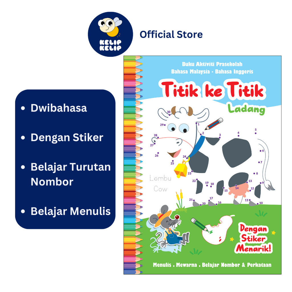 Buku Aktiviti Dwibahasa Titik ke Titik (Dot to Dot) Ladang Dengan ...