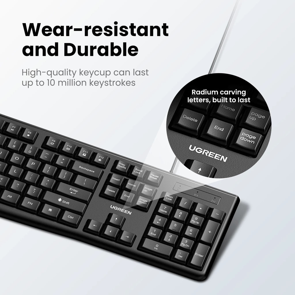 UGREEN Wired Keyboard and Mouse Combo Full Size 104 Keys Media Hotkeys ...