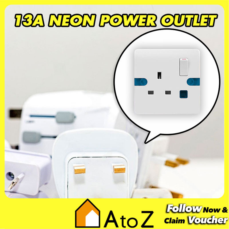 Neon 13A Switch Socket Wall Outlet 3 Pin Malaysia Standard Plug Durable ...