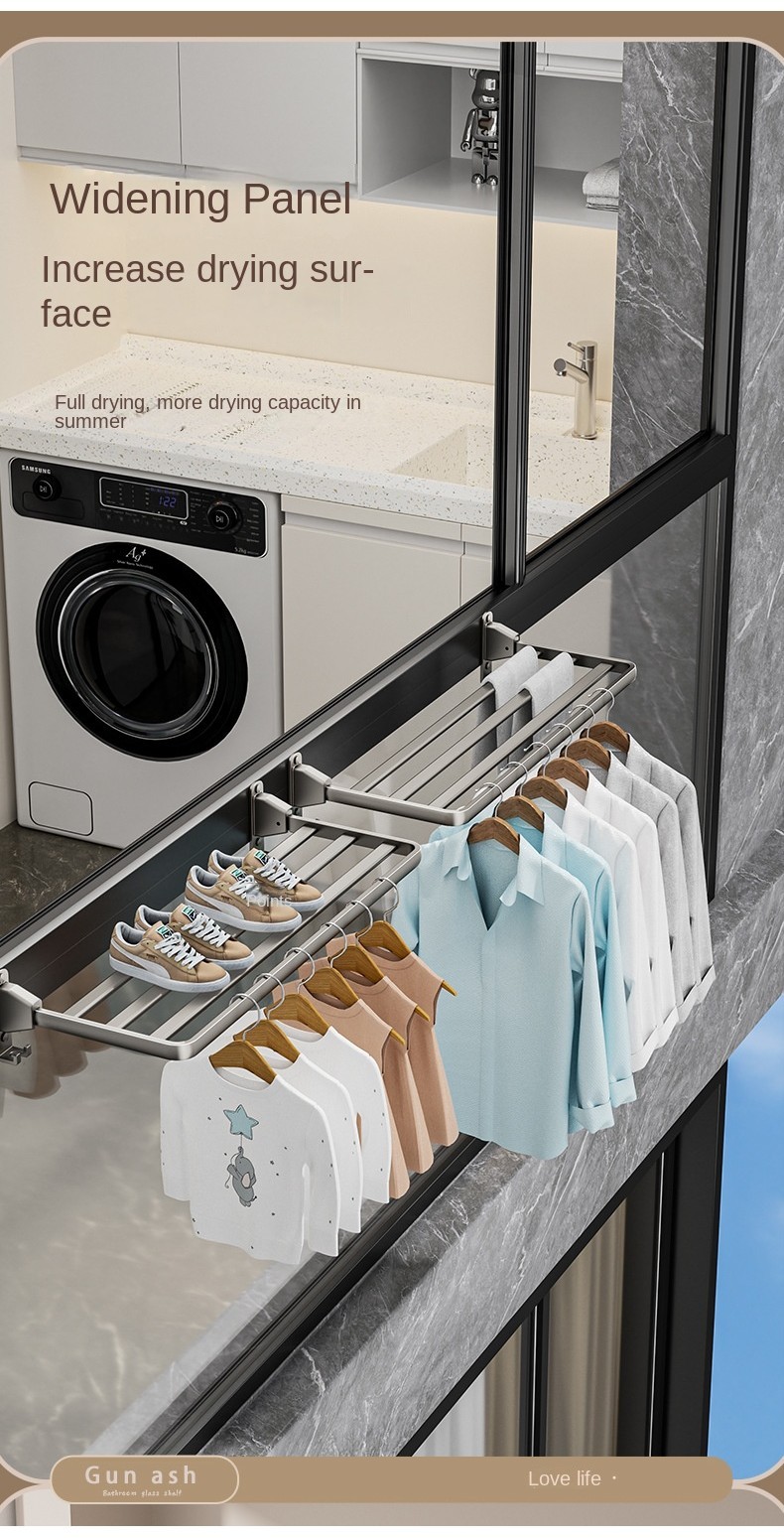 Balcony Foldable Drying Rack Shoe Drying Rack Perforation-Free Window ...