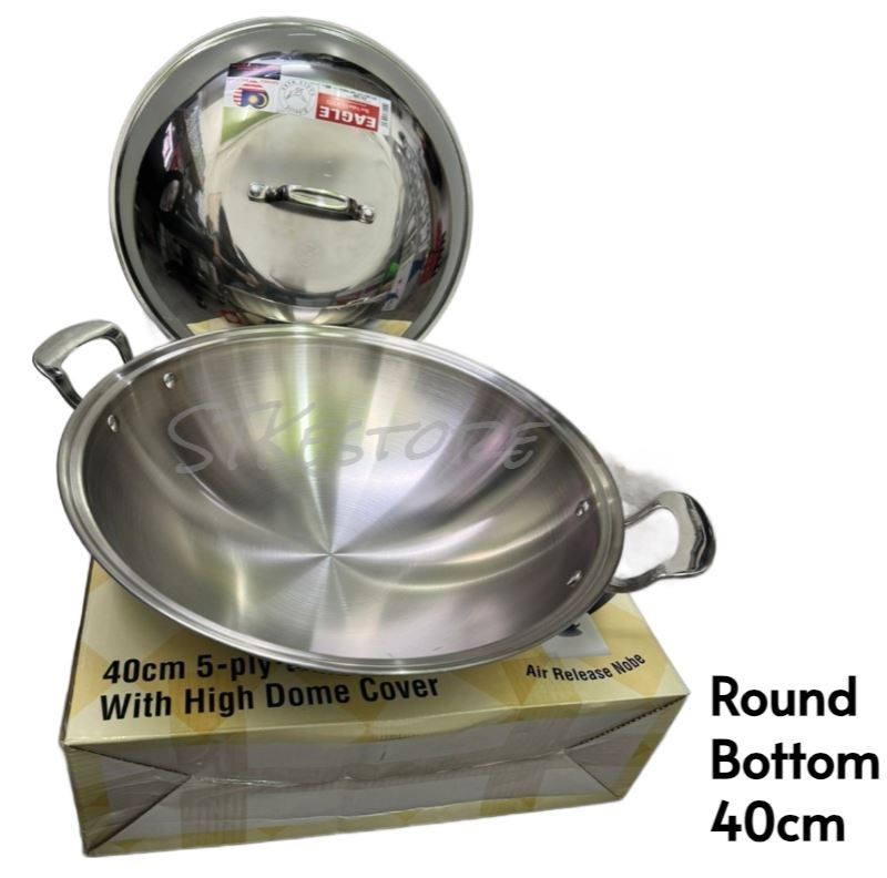 EAGLE Stainless Steel 5 Ply Wok 40cm | Shopee Malaysia