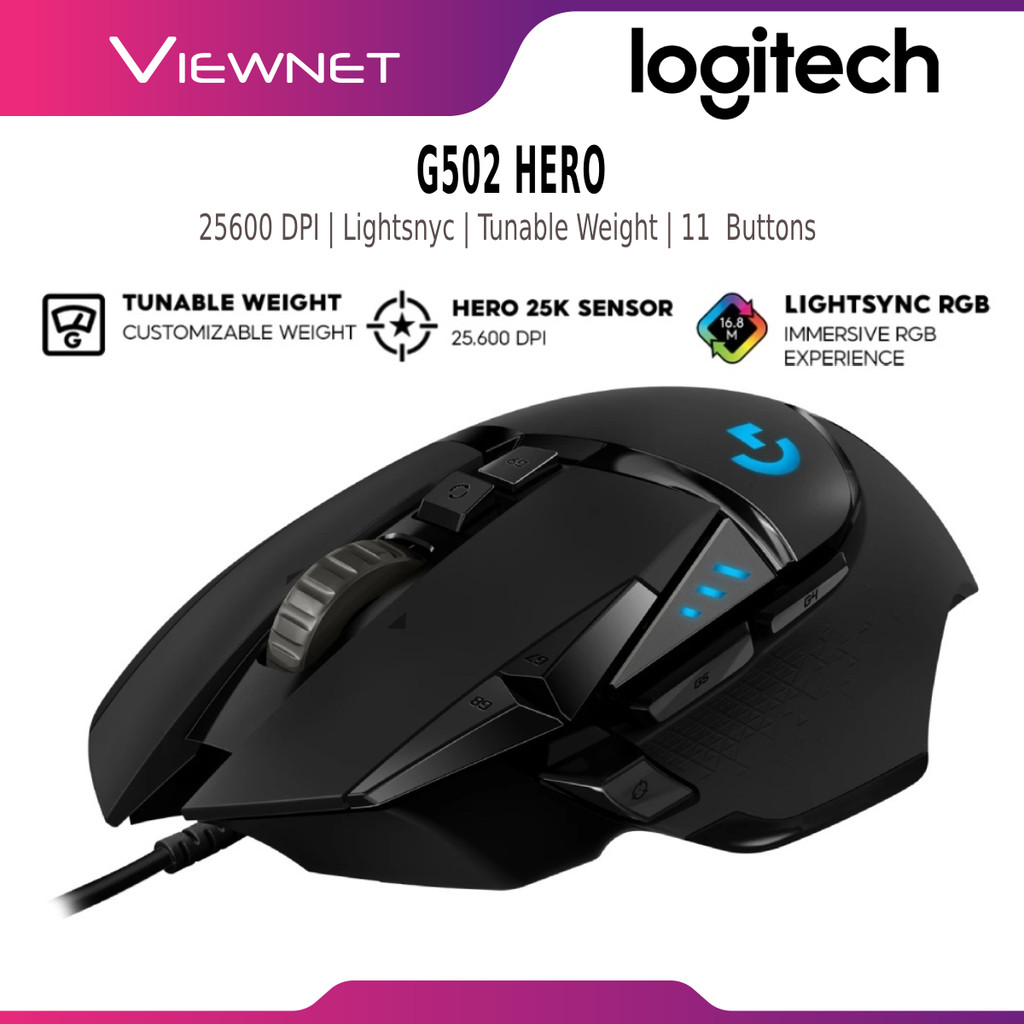 LOGITECH G502 HERO WIRED GAMING MOUSE HERO 25K SENSOR | 25600 DPI ...
