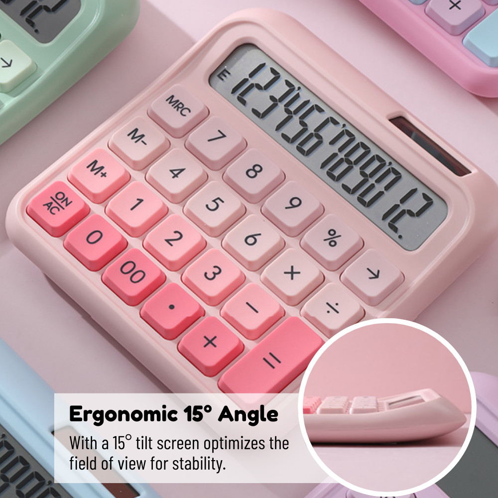 【12 Digits/SOLAR】Calculator Colorful Large Display School Office ...
