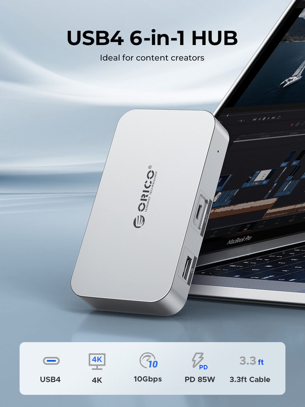 ORICO USB4 HUB 40G USB C HUB PD85W 8K@30Hz 5K@60Hz 4K@60Hz Display ...