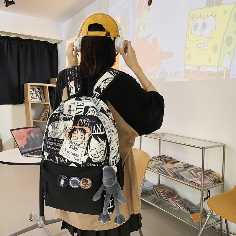 Anime One Piece School Backpack - Anti-Theft Student Bag with USB ...