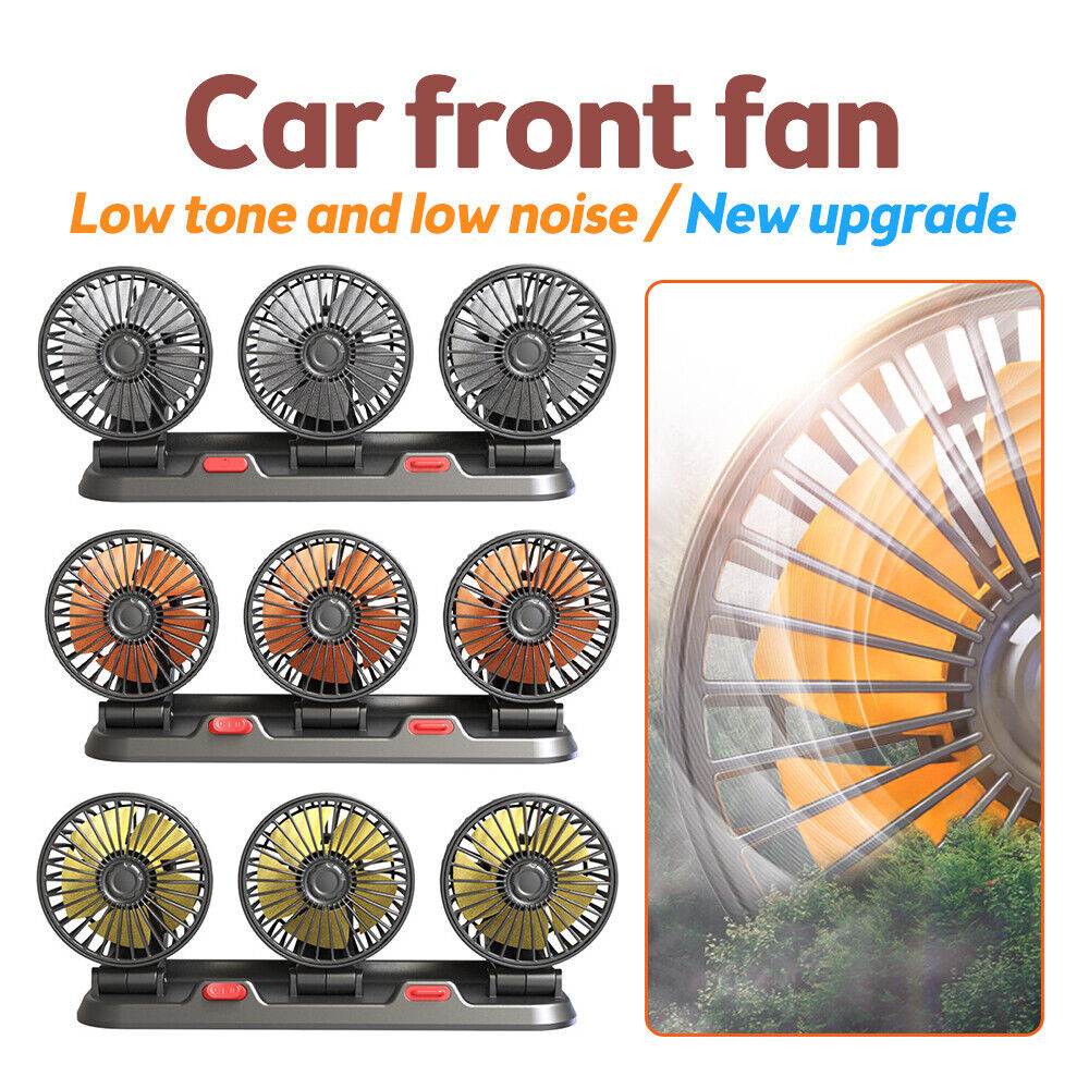 Car Fan 360° Adjustable 3 Head Air Fan Automotive Electric Fan USB/12V ...