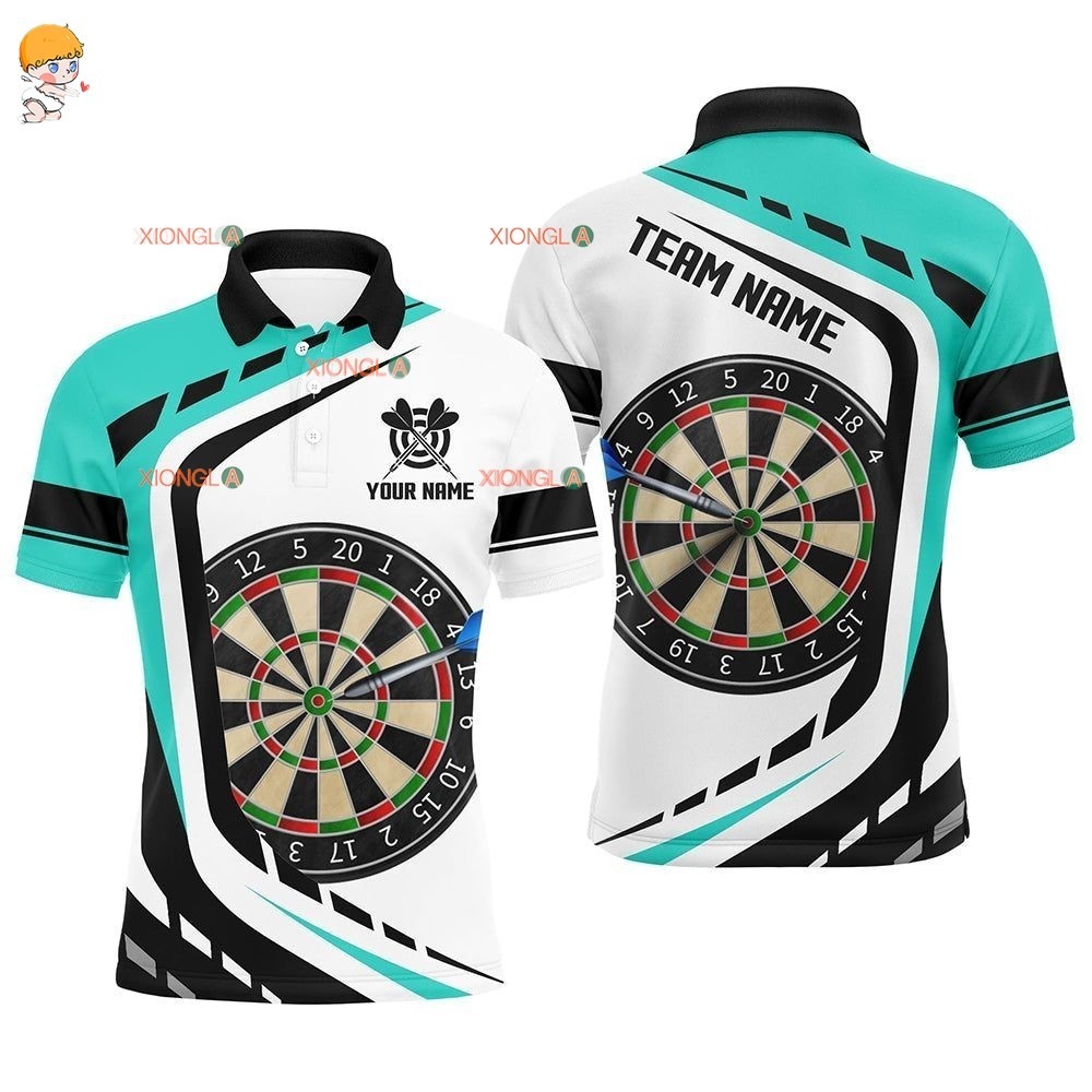 Personalized Dartboard Turquoise Jerseys Men Darts Polo Shirts Custom ...