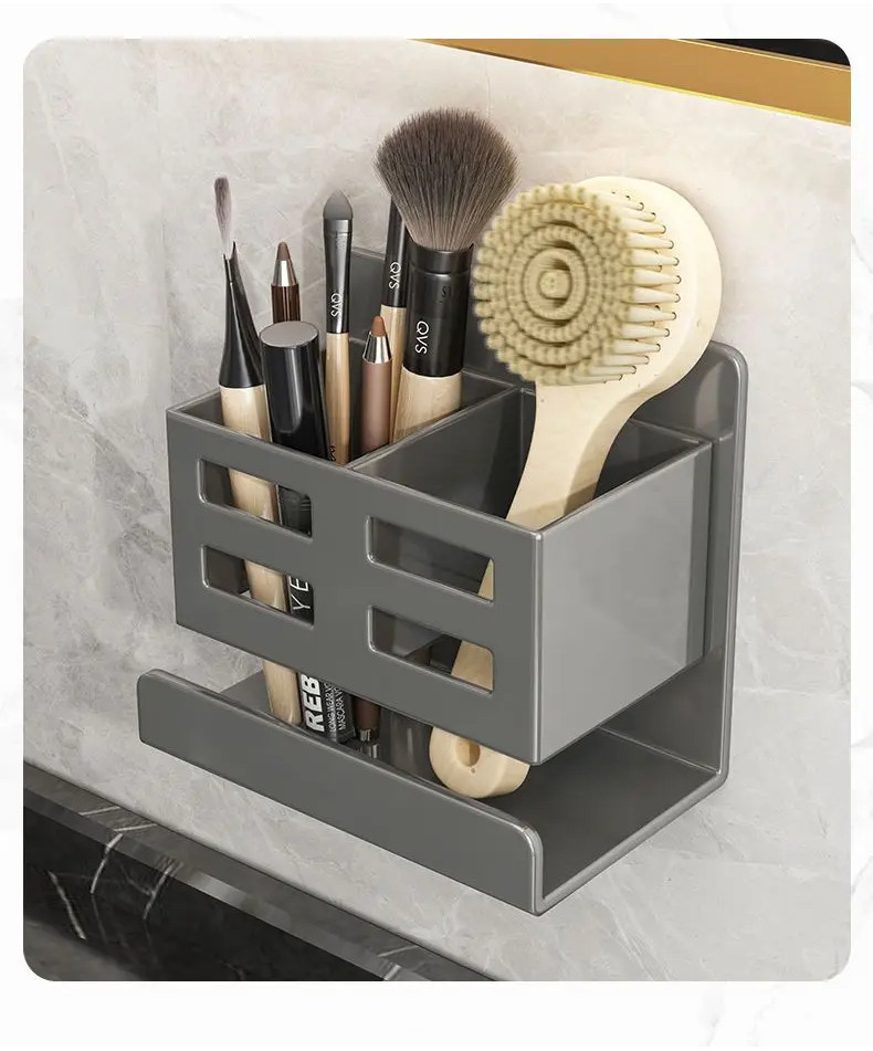 2pcs Bathroom Storage Rack Metal Punch-Free Wall-Mounted Bathroom ...