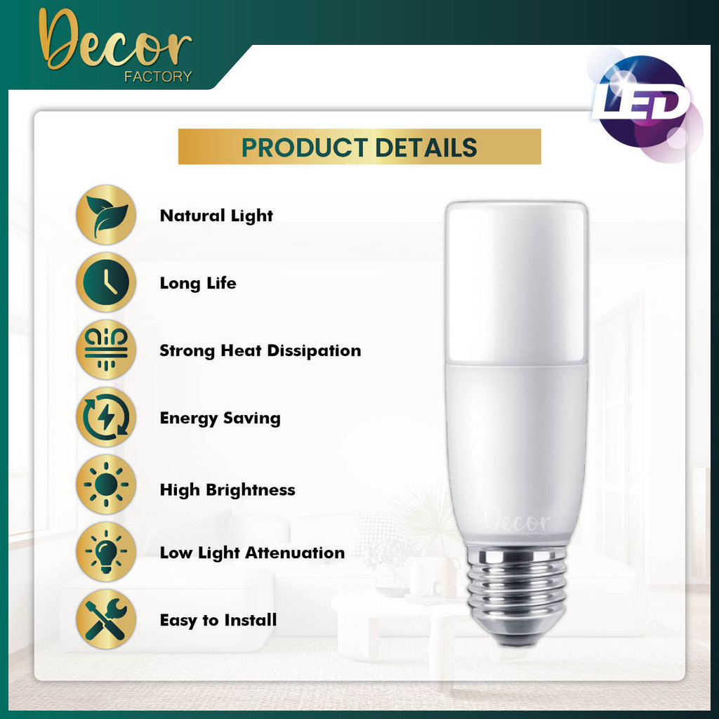 HIGH QUALITY LED Stick Bulb E27 12W 18W Light Bulb Daylight / Coolwhite ...