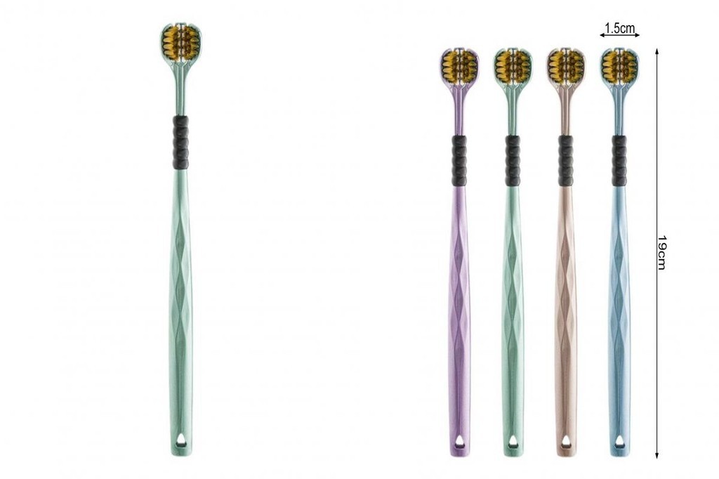 MEH- High-quality Toothbrush Tongue Coating Cleaner 3-sided Toothbrush ...
