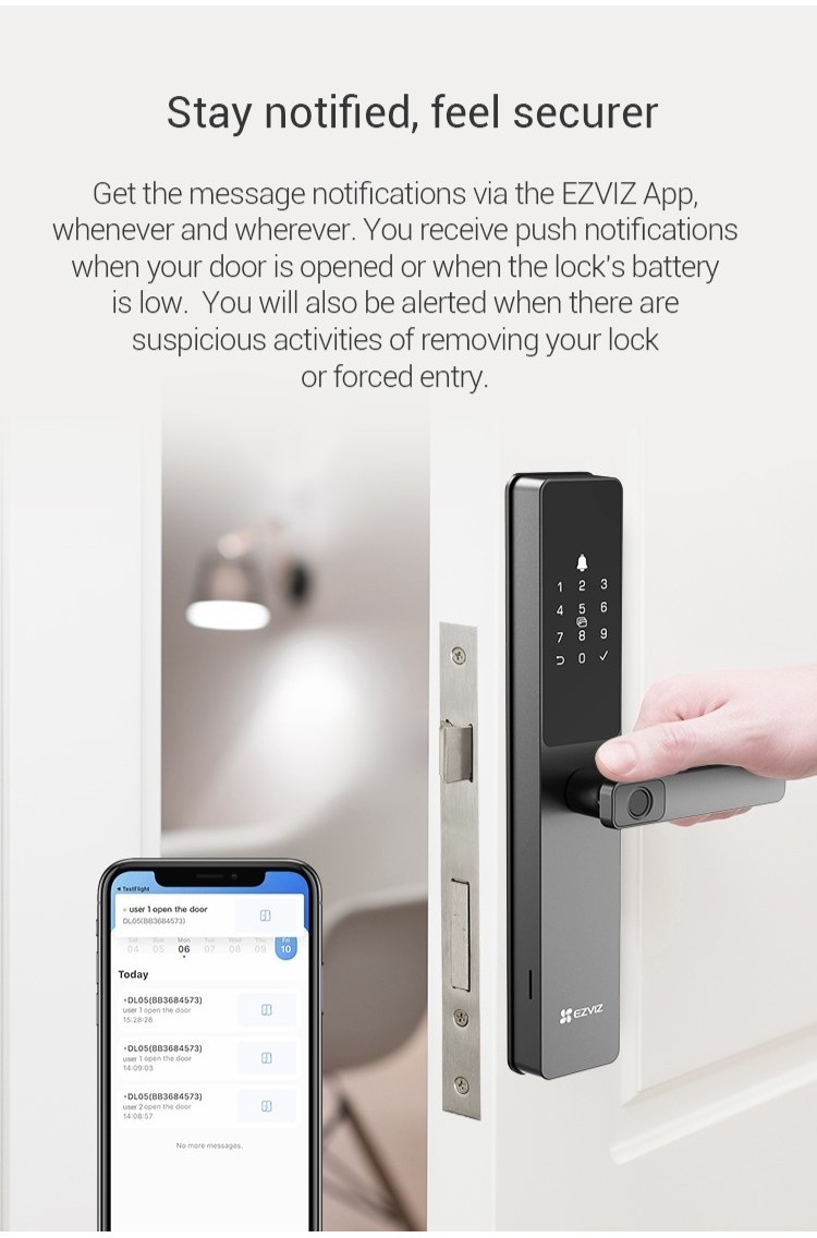 Ezviz DL05 Smart Home Security Fingerprint Door Handle Lock Smart ...