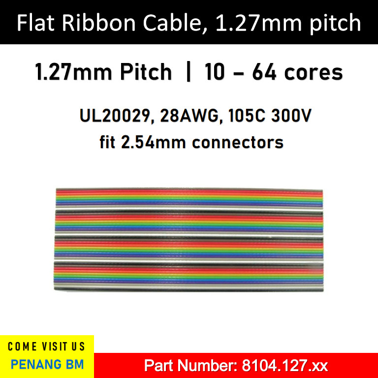 [by meter] 1.27mm pitch, fit 2.54mm IDC connectors 10 14 16 20 26 30 34 40 50 60 64 way Flat ...