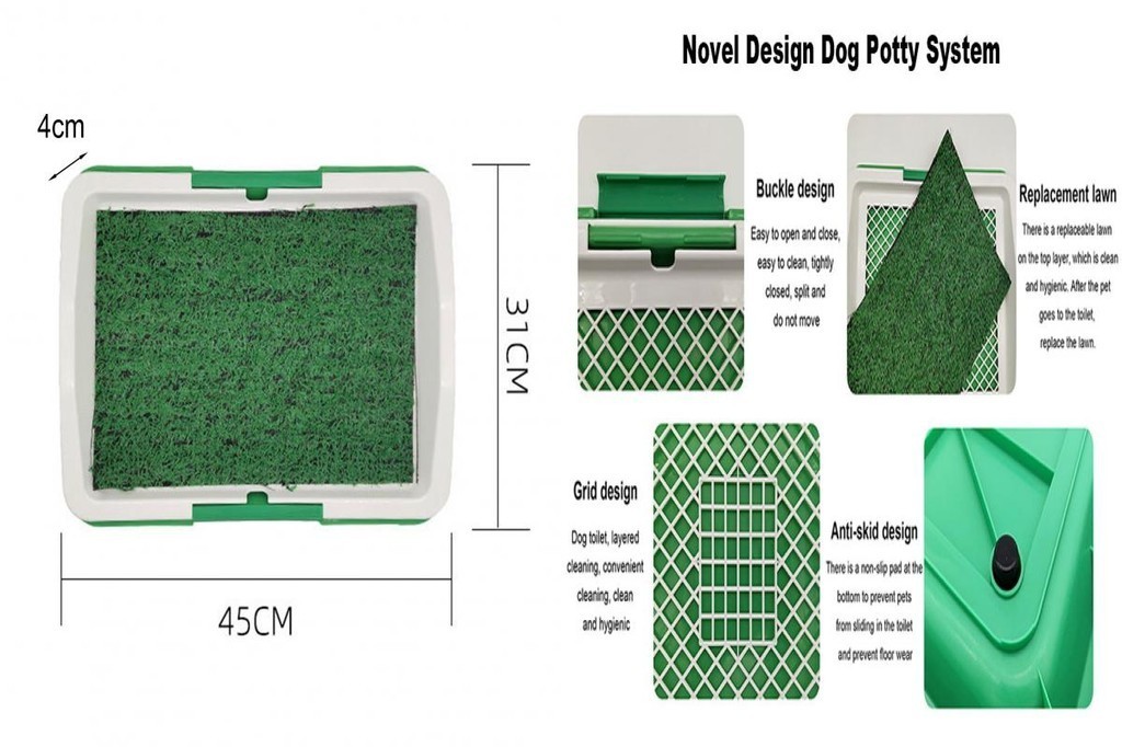 Dog Pee Pad with Tray Dog Grass Potty System Portable Dog Grass Potty ...