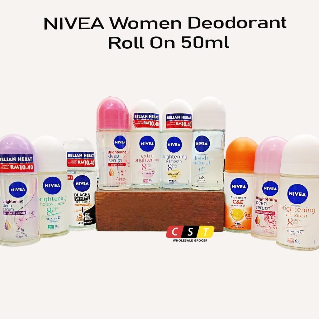 NIVEA Women Deodorant Roll On 50ml [Brightening/Invisible/Deep Serum/Fresh Natural/Dry Comfort ...