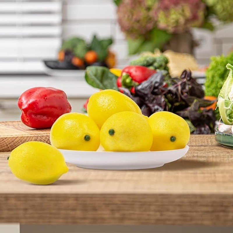 Artificial Lemons Plastic Fake Lemons Faux Yellow Lemons for Fake Fruit ...