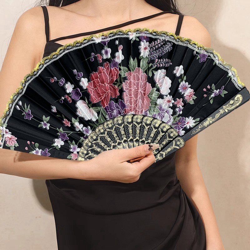 Chinese Style Silk Hand Fan Red Folding Fans Traditional Wedding ...