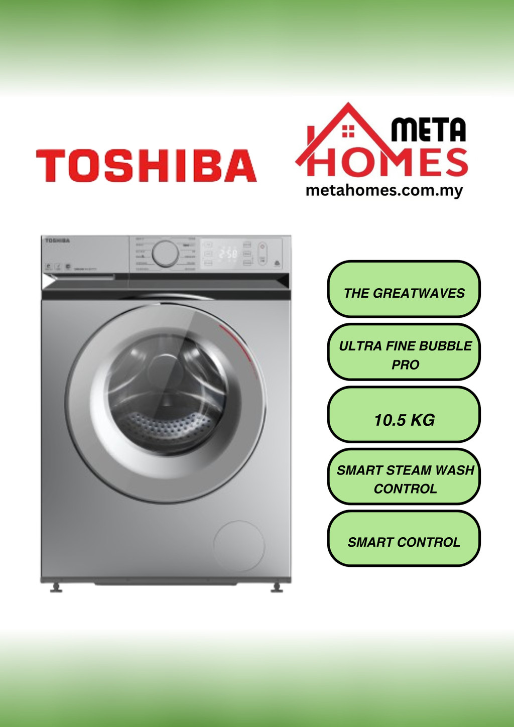 Toshiba 10.5 kg Inverter Front Load Washing Machine TW-BL115A2M(SS) | Shopee Malaysia