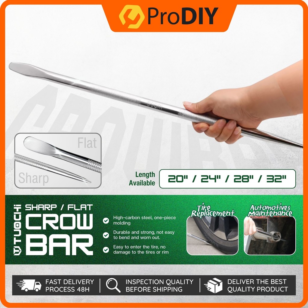 TUOCHI High Quality Crowbar Pry Bar Heavy Duty Steel Flat Head / Sharp ...