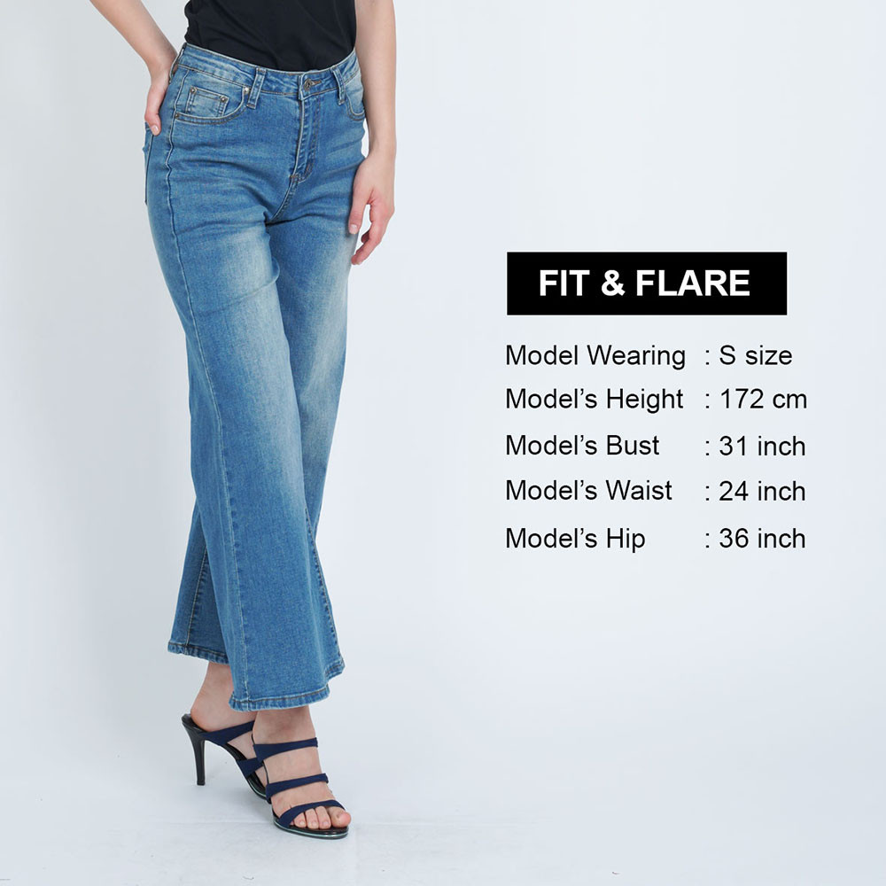 Nicole High Rise Wide Leg Stretchable Denim with 5 Pocket | Shopee Malaysia