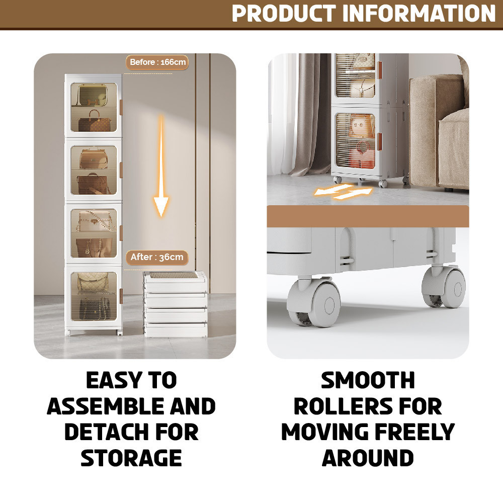 [1-4 Tiers] Encora Stackable Storage Box Rack Organizer Wheel Cabinet ...