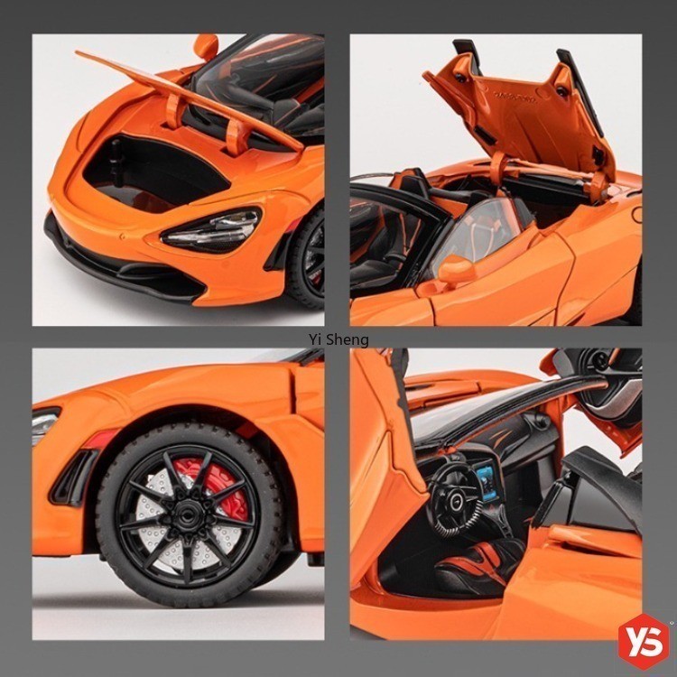 1:24 Scale Diecast McLaren 720s Alloy Car Model,Lights Up,Sounds,Open ...