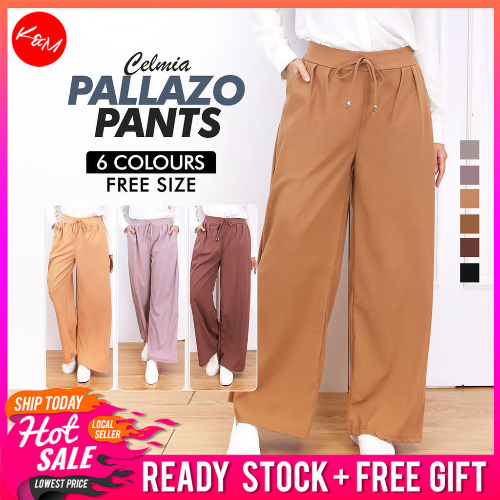 KM Celmia Women Twisted Silk Cotton Pallazo Pants [P5324] | Shopee Malaysia