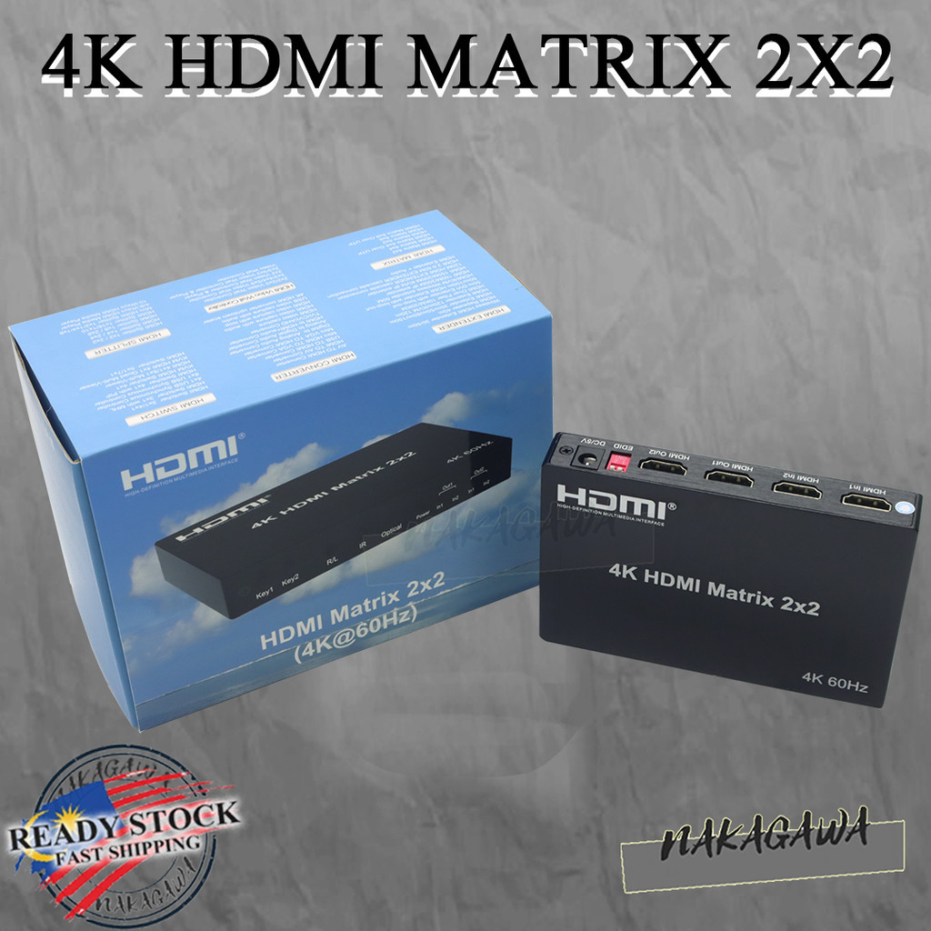 4K 60HZ 2X2 HDMI SWITCH SPLITTER 2 IN 2 / 4 OUT 2X4 HDMI SWITCHER 3D ...
