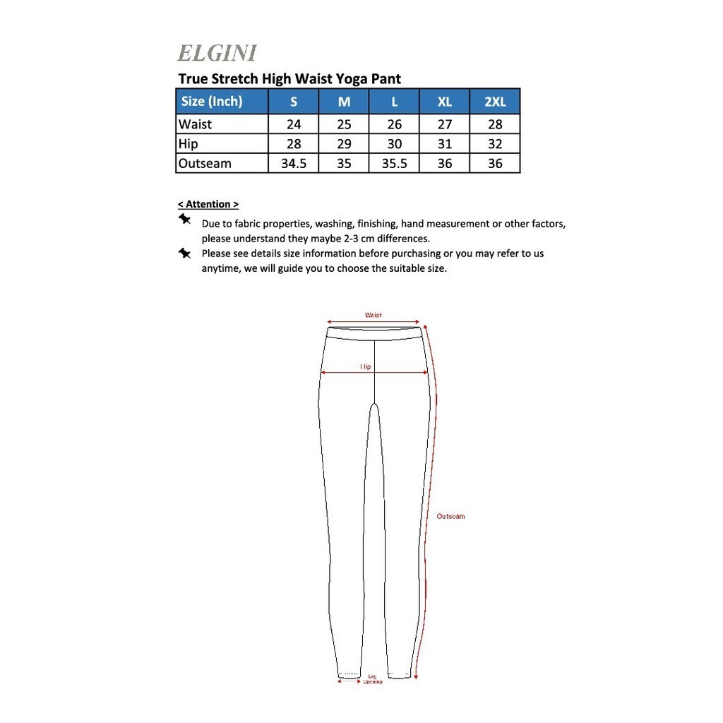 ELGINI E16229 Seluar Yoga True Stretch Pinggang Tinggi S-XXL | True ...