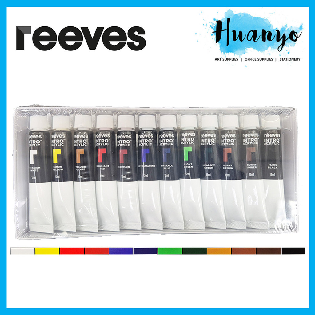 Reeves Intro Acrylic Colour Paint Set of 12 (12ML / Tube) No.0116790 ...