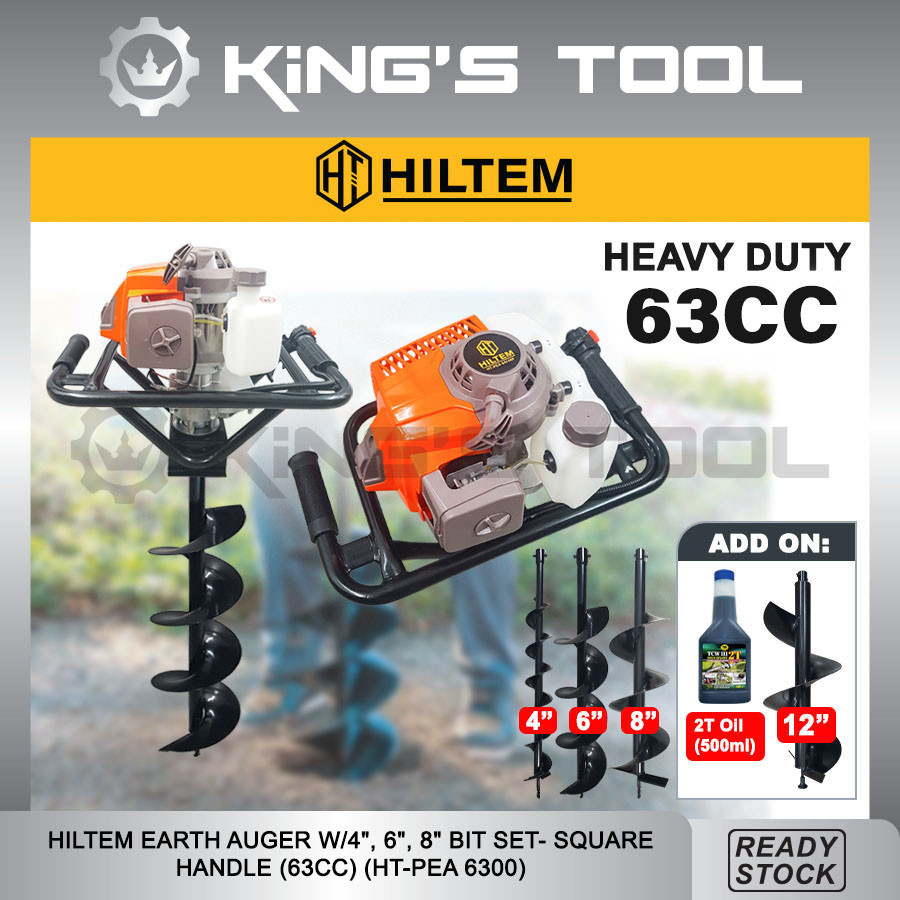 HILTEM EARTH AUGER 2 STROKE W/4”, 6”, 8” BIT (63CC)/ EXTRA H/DUTY ...