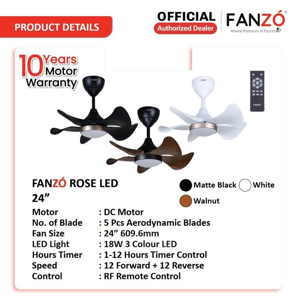 FANZÓ ROSE LED 24'' DC MOTOR 5 BLADE 24 SPEEDS 3 COLOR LIGHT REMOTE ...