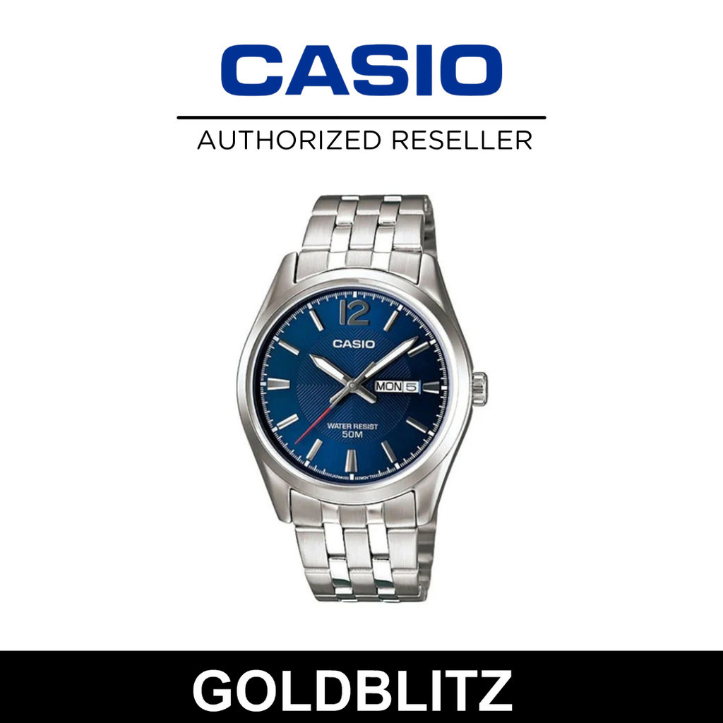 Casio MTP-1335D-2A Enticer MTP-1335 Series Blue Dial Silver Stainless ...