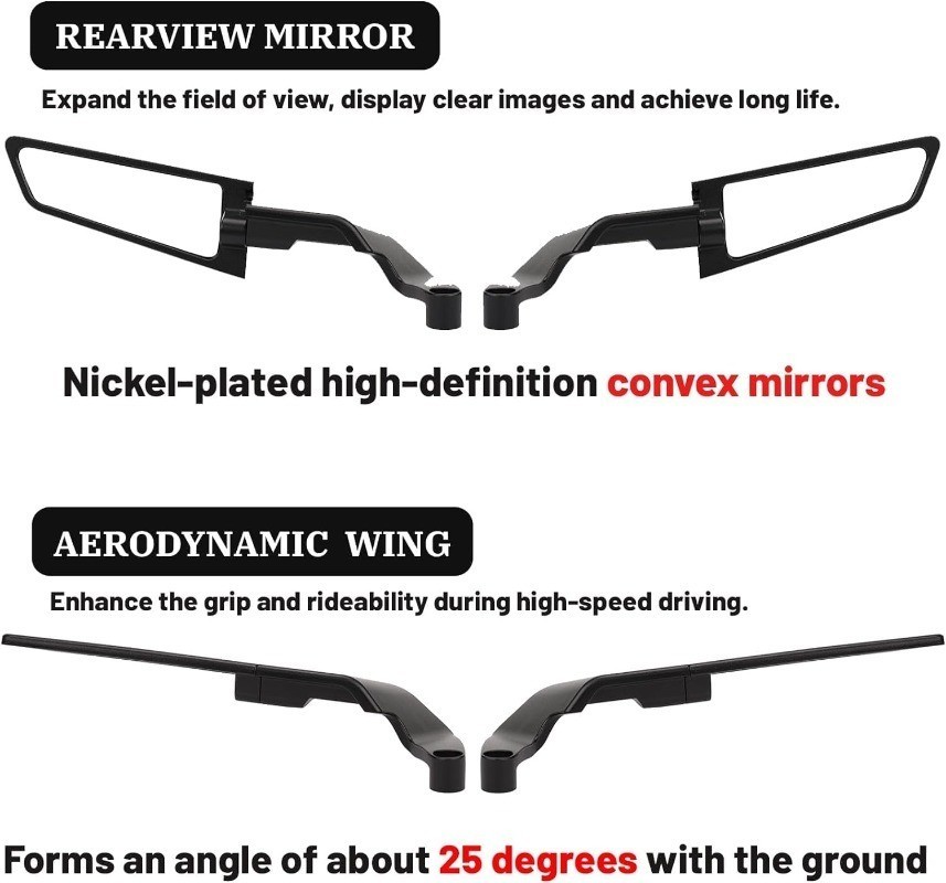 Motorcycle Side View Mirror Wing Tip Fixed Wind Wing Y15 LC Y16 ADV NVX ...