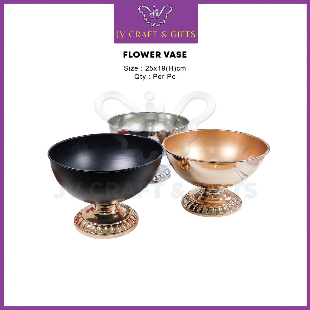 Bowl Metal Vase With Stand | Pasu Besi | Pasu Bunga Hiasan Deco Atas ...