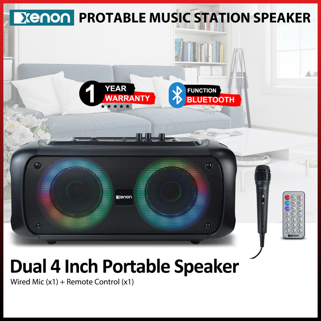 Xenon Portable Speaker Dual 4 Inch Speaker with Microphone Bluetooth ...