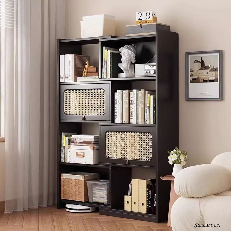 Solid Wood Square Grid Expandable Bookshelf, Antique Living Room ...
