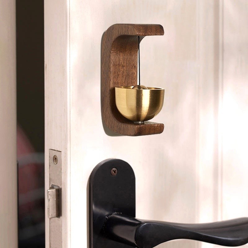 Japanese Style Creative Doorbell Metal Copper Bell Wooden Magnetic ...