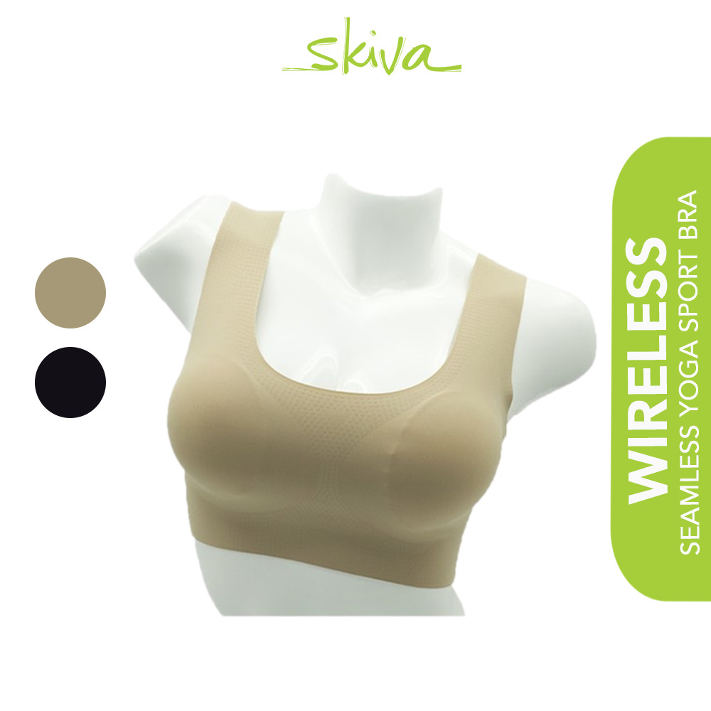 SKIVA Ultra Seamless Yoga Sport Bra With Single Layer Bonding Removable ...