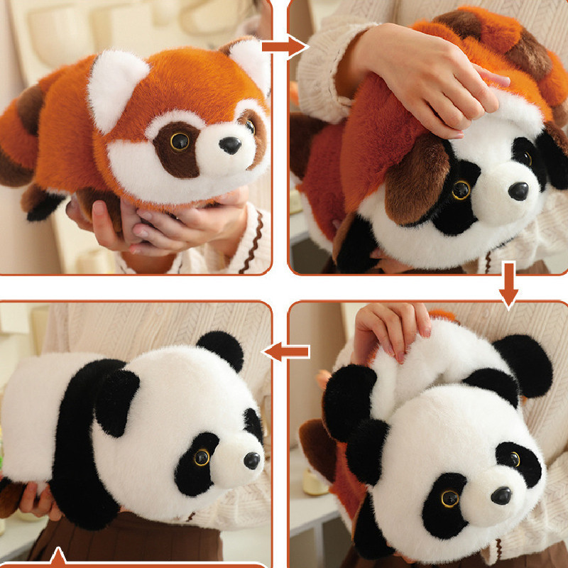 Cotton Fluffy Pp Filled Transforming Panda Bear To Red Panda Plushie ...
